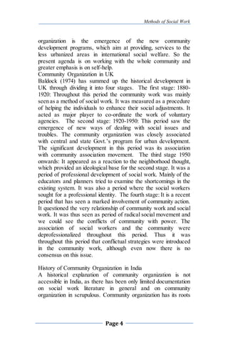 History of community work | DOCX | Government Support and Welfare ...