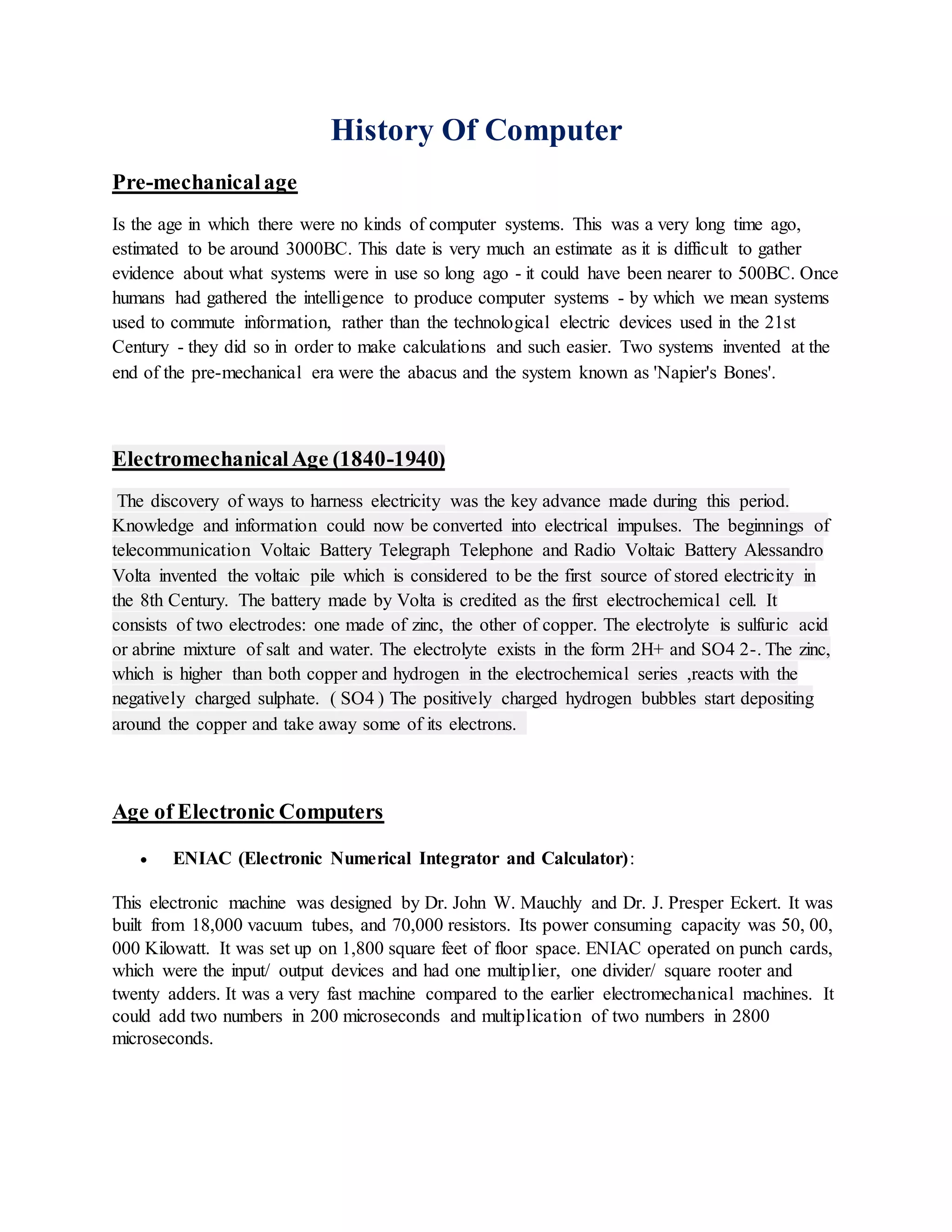 History of computer | PDF