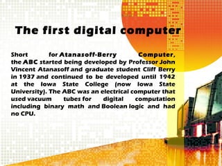 History of computer | PPT | Computing | Technology & Computing