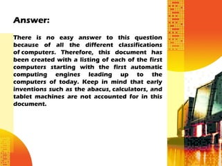 History of computer | PPT | Computing | Technology & Computing