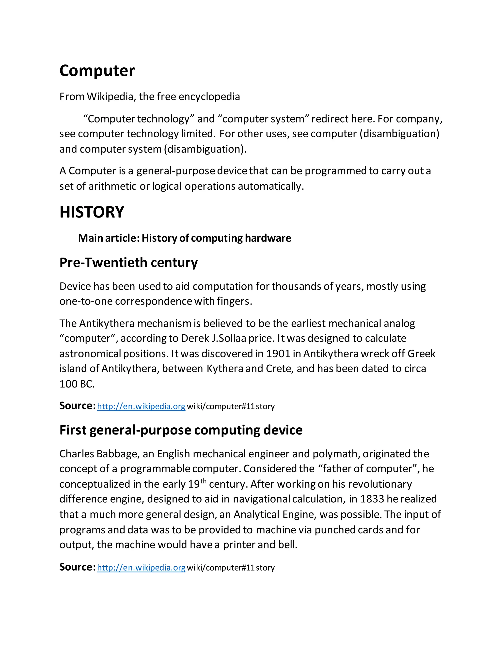 History of computer | DOCX