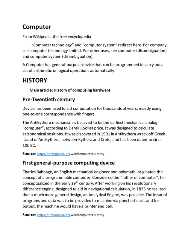 History of computer | PDF