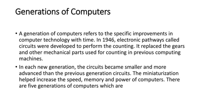 History of computer with pictures and descriptions | PPTX | Computing ...