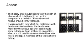 History of computer with pictures and descriptions | PPTX | Computing ...