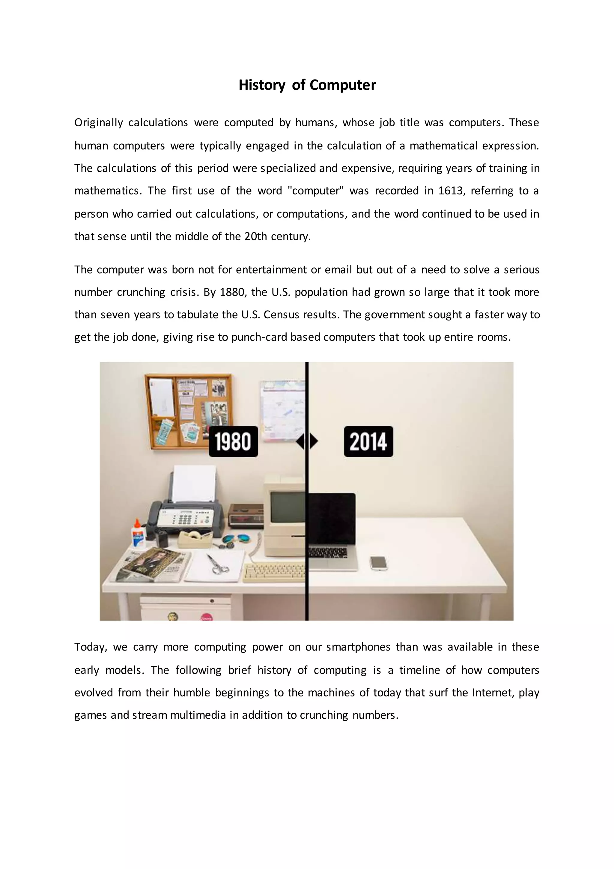 History of computer (1st to 5th Generations) | DOCX