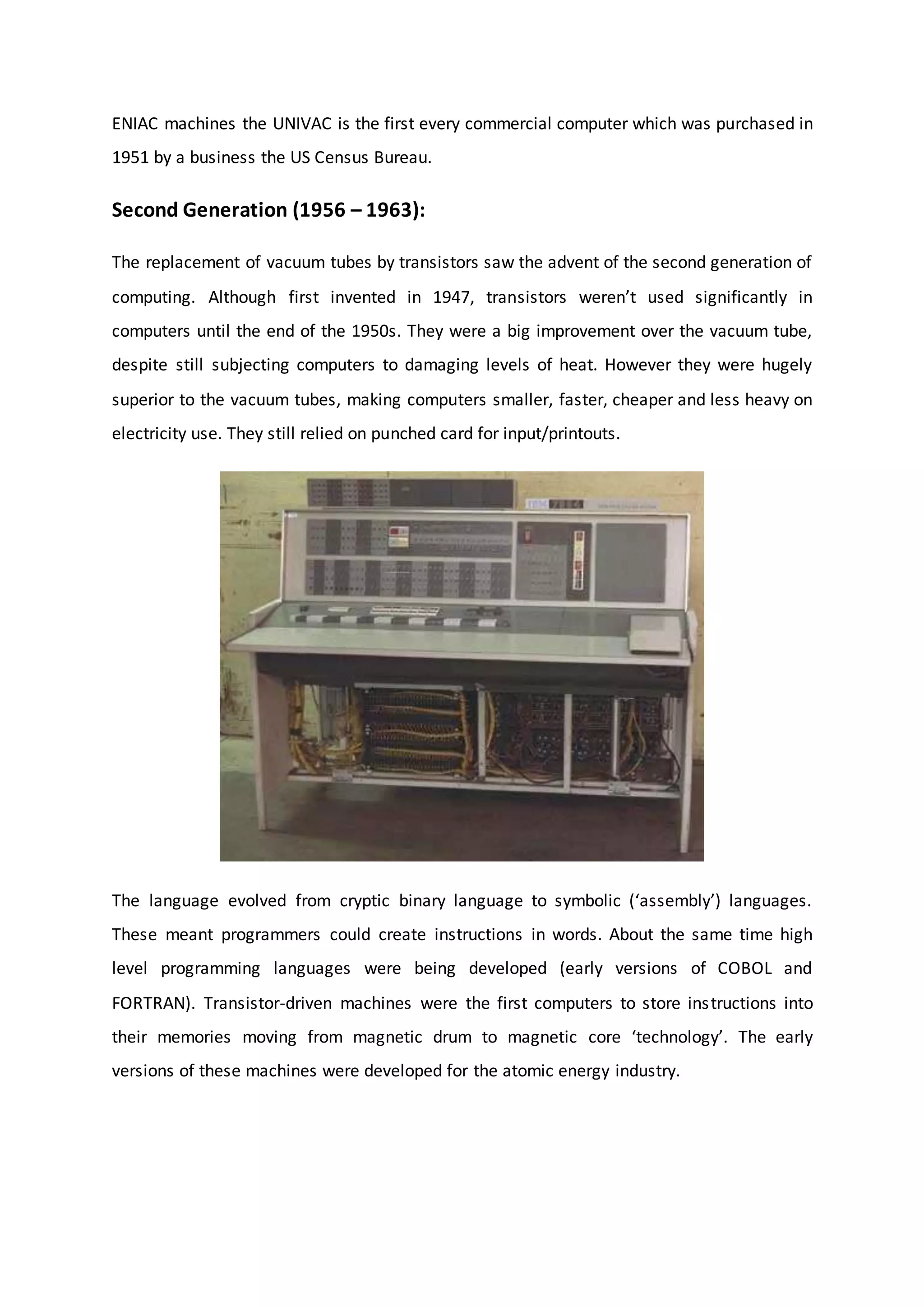 History of computer (1st to 5th Generations) | DOCX