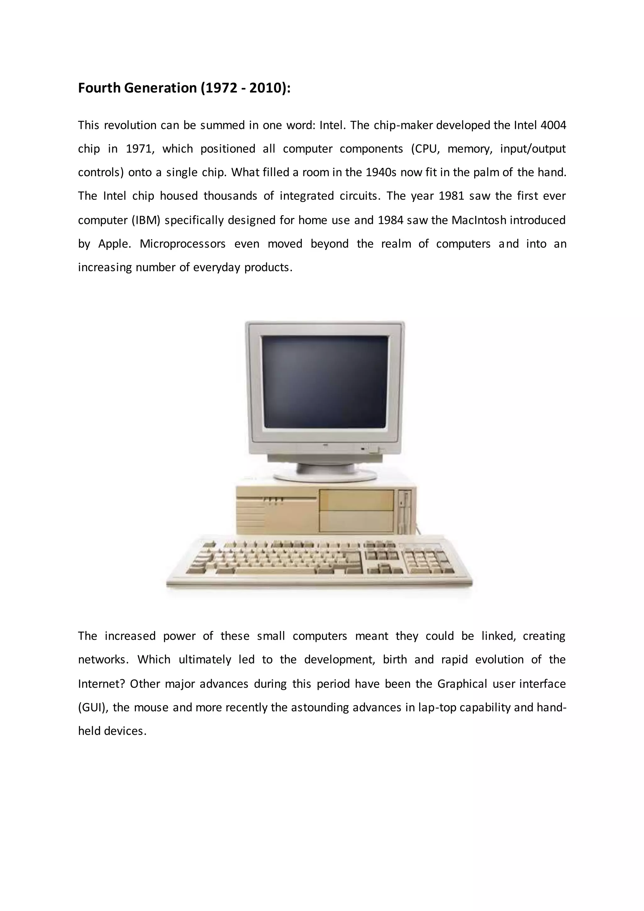 History of computer (1st to 5th Generations) | DOCX