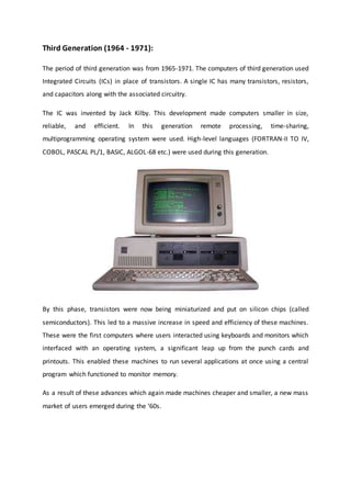 History of computer (1st to 5th Generations) | DOCX