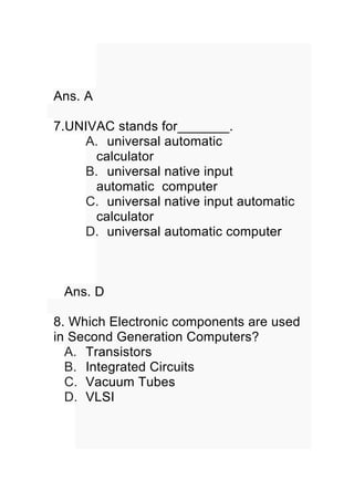 HISTORY OF COMPUTER (INTRODUCTION PF COMPUTER) | DOCX