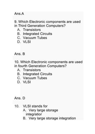 HISTORY OF COMPUTER (INTRODUCTION PF COMPUTER) | DOCX