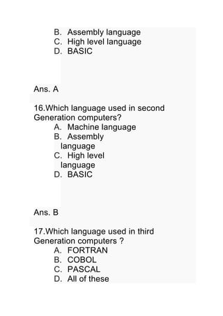 HISTORY OF COMPUTER (INTRODUCTION PF COMPUTER) | DOCX