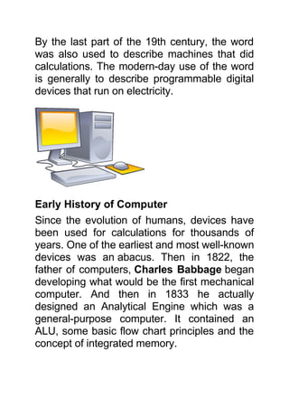 HISTORY OF COMPUTER (INTRODUCTION PF COMPUTER) | DOCX
