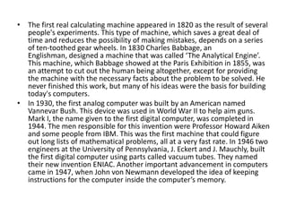 History of computers | PPTX | Computing | Technology & Computing