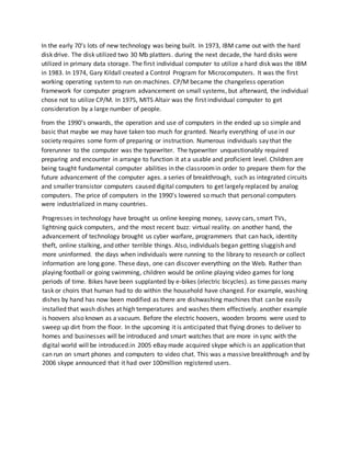 History of computers | DOCX | Computing | Technology & Computing