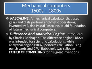 HISTORY OF COMPUTERS including the five generations.pptx