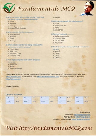 History of computers mcq | PDF