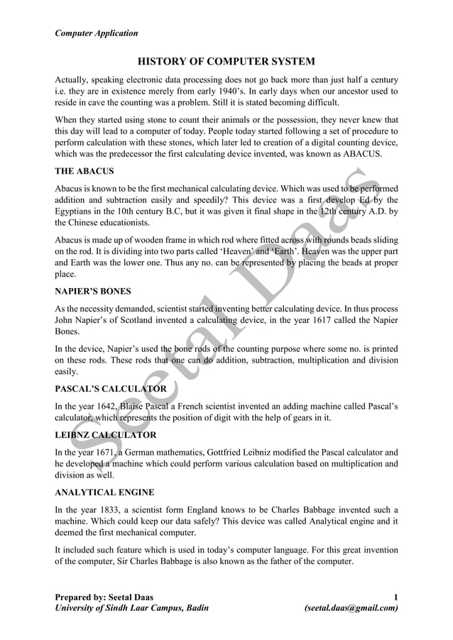 History of computer system | PDF