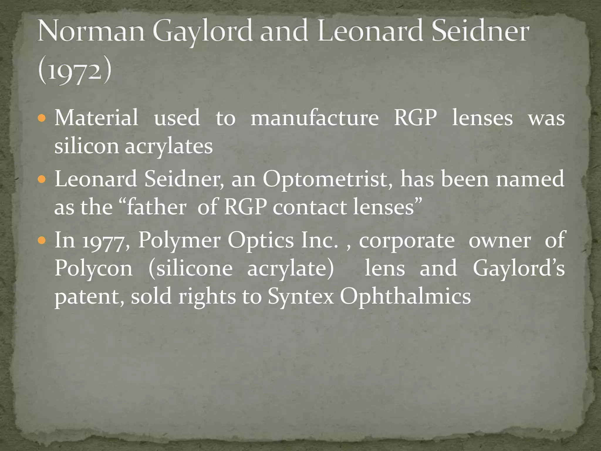History of contact lens | PPTX