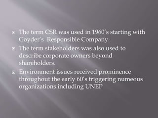 History of corporate social responsibility | PPTX | Business | Business ...