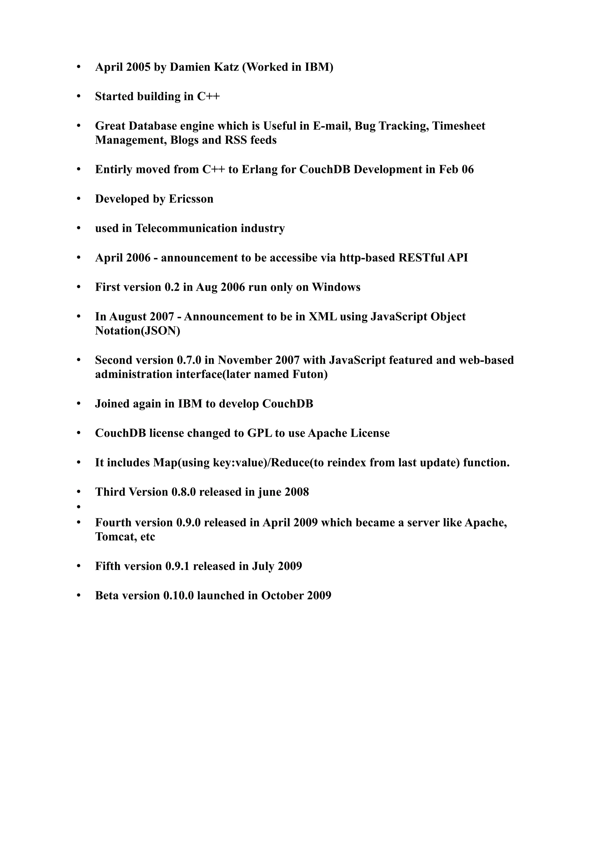 History Of Couch Db | PDF