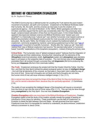 History Of Creationism - By Dr. Phinney | PDF