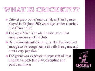 History Of Cricket | PPTX