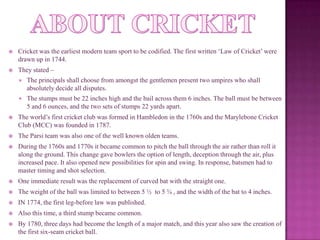 History Of Cricket | PPTX
