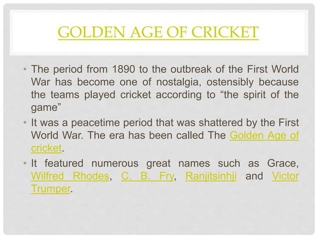 History of cricket | PPTX | Cricket | Sports