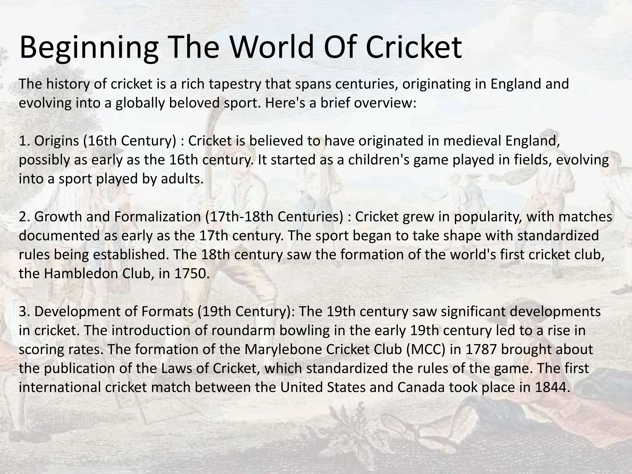 History of cricket to new era of cricket.pptx