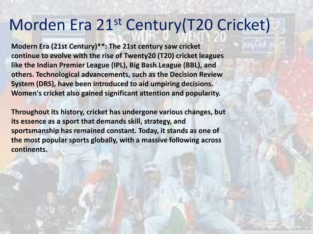 History of cricket to new era of cricket.pptx
