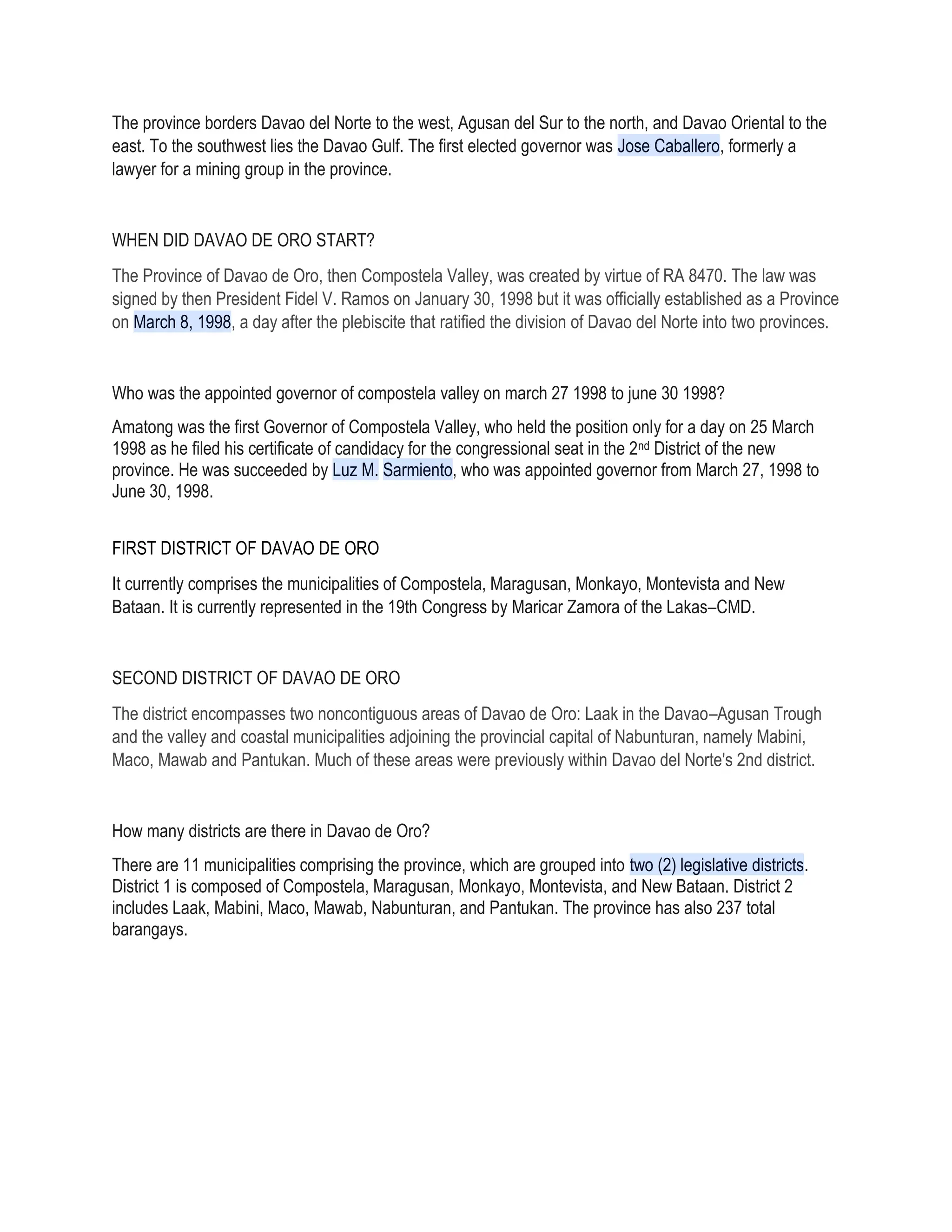 History of DAVAO DE ORO Municipality of Maragusan | DOCX