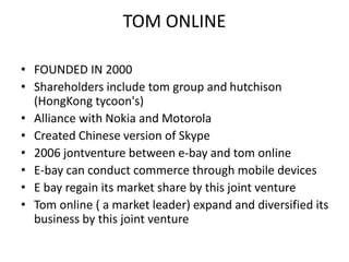 History of e bay in china | PPTX | Internet | Computing