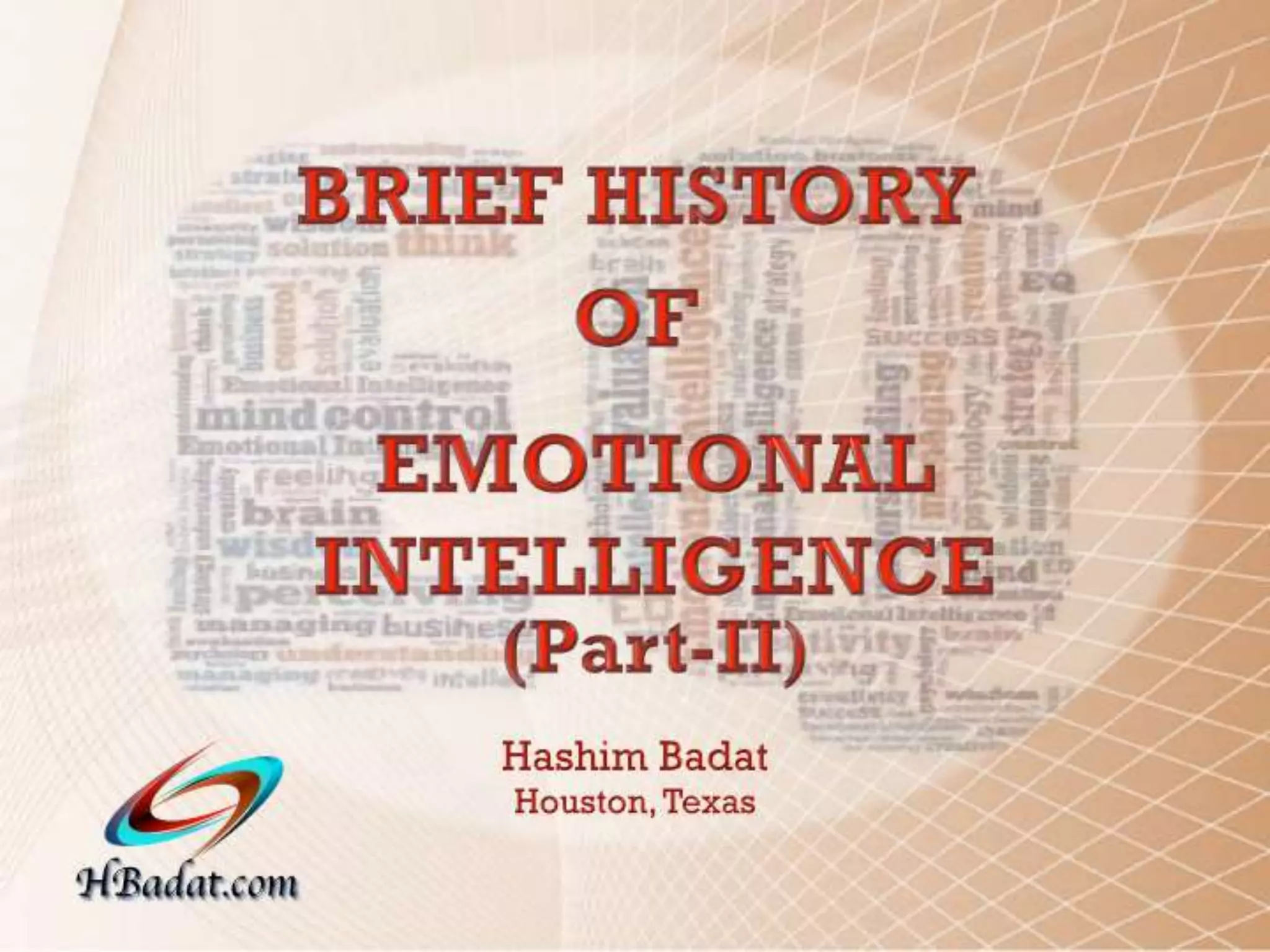History of Emotional Intelligence Part-II | PPTX