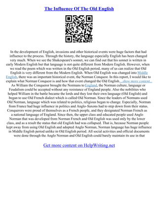 History Of English Essay | PDF