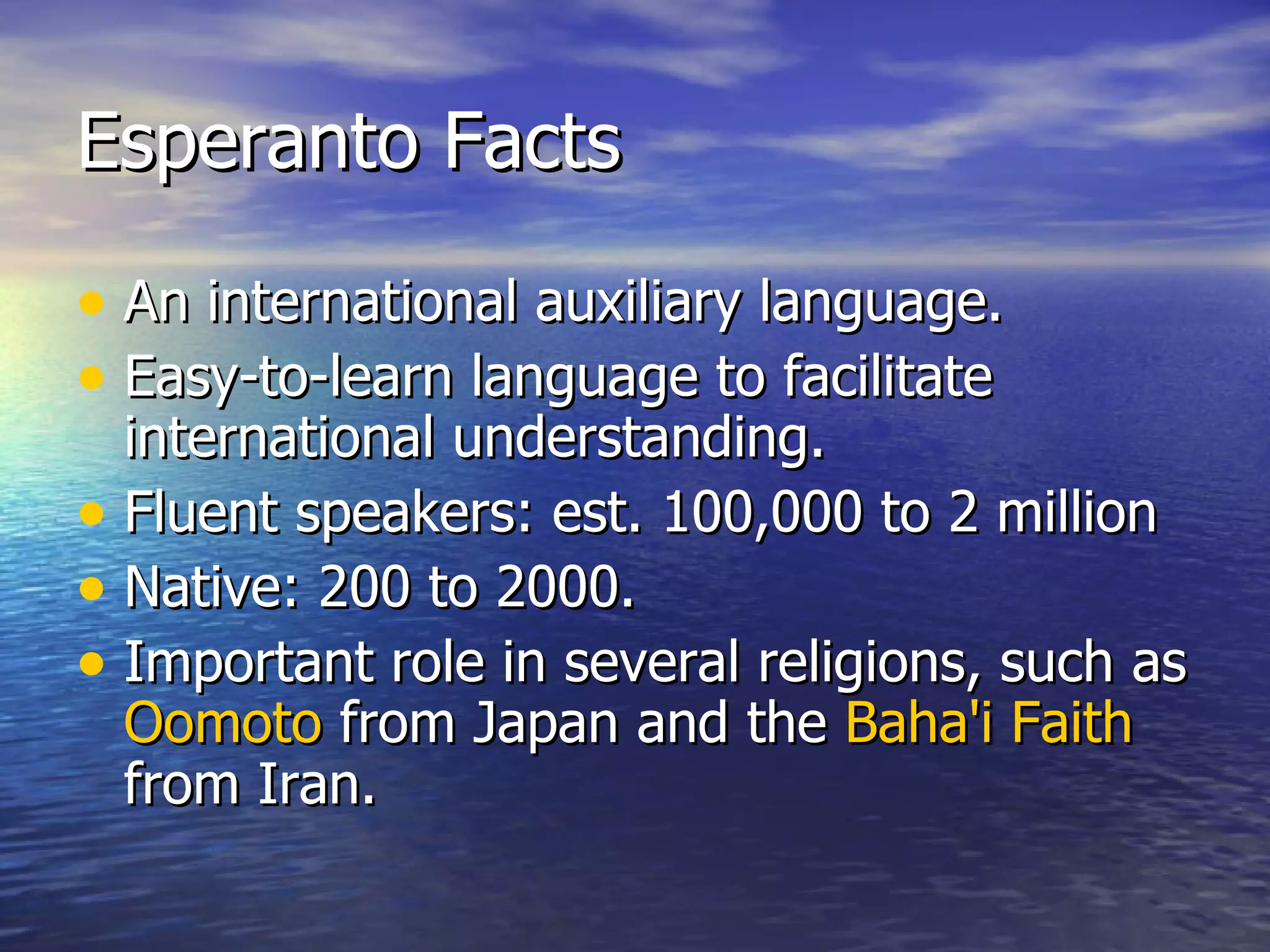 Esperanto. History of English language presentation. | PPT