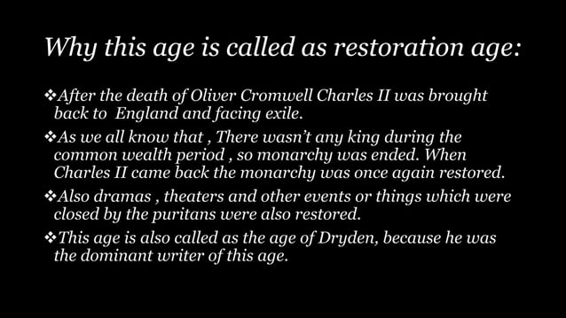 Brief Introduction to The Restoration age,History of English Literature ...