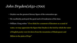 Brief Introduction to The Restoration age,History of English Literature ...