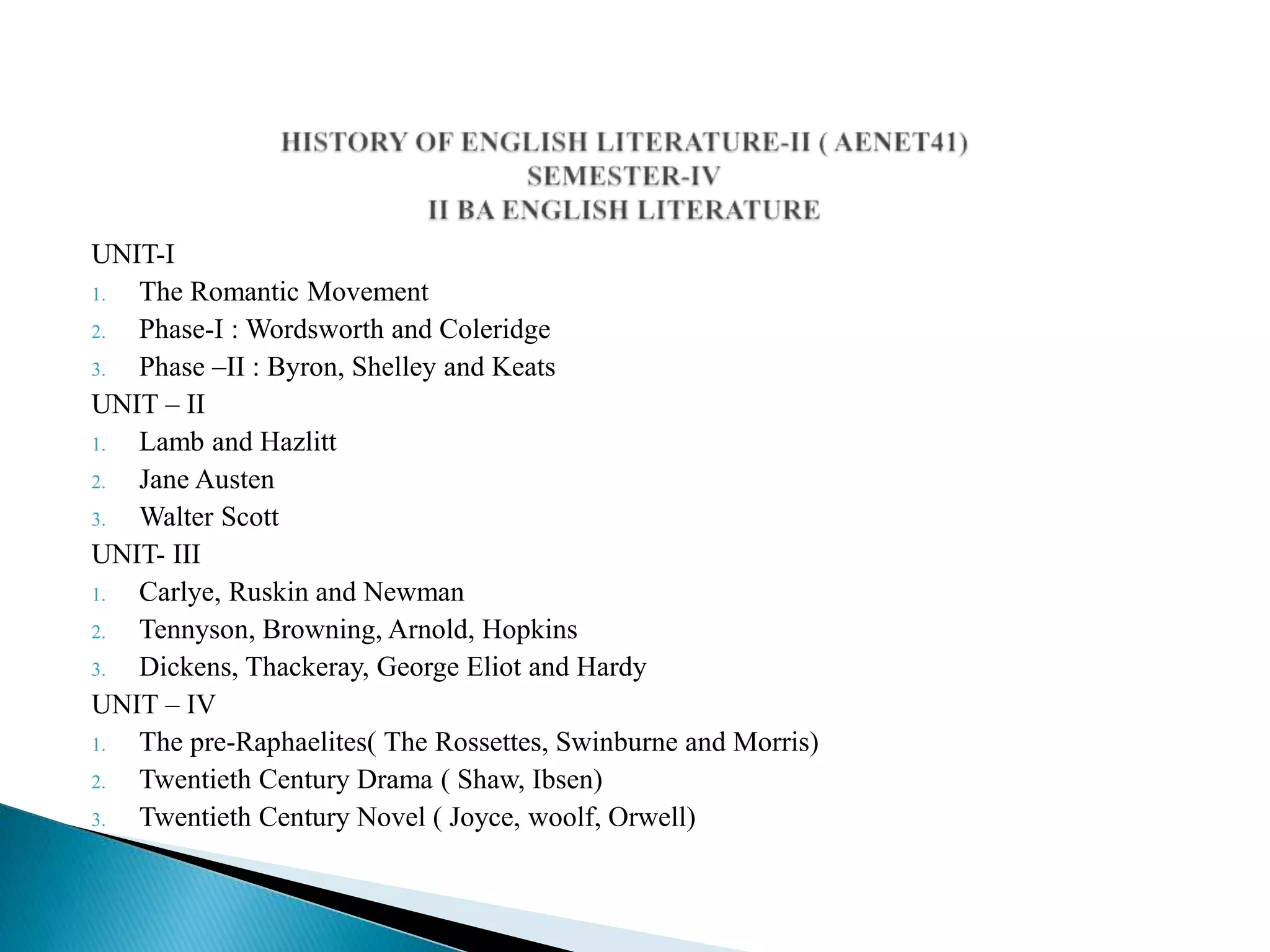 History of english literature ii | PPT