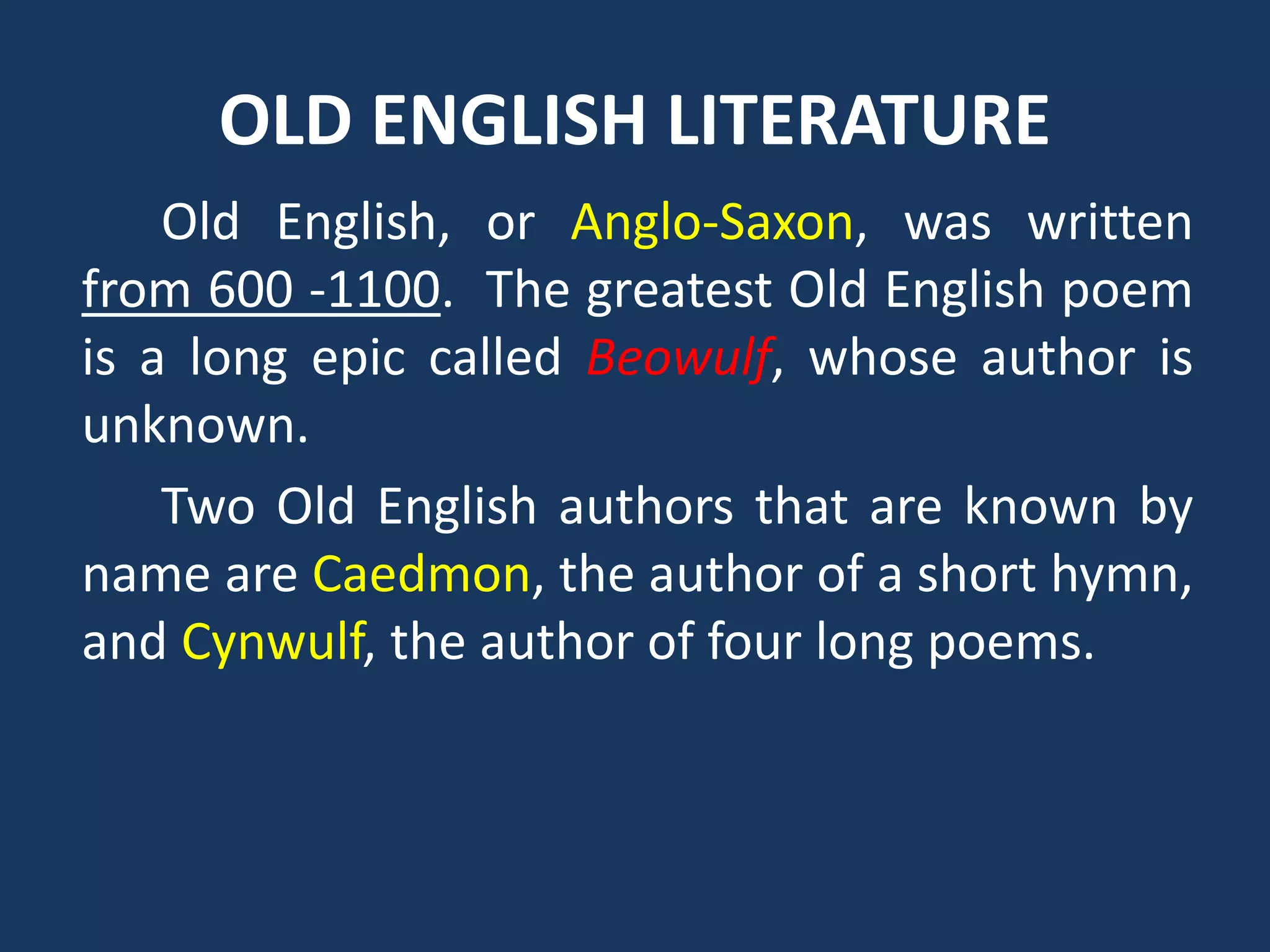 HIstory of English Literature - Outline.ppt