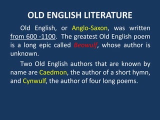 HIstory of English Literature - Outline.ppt