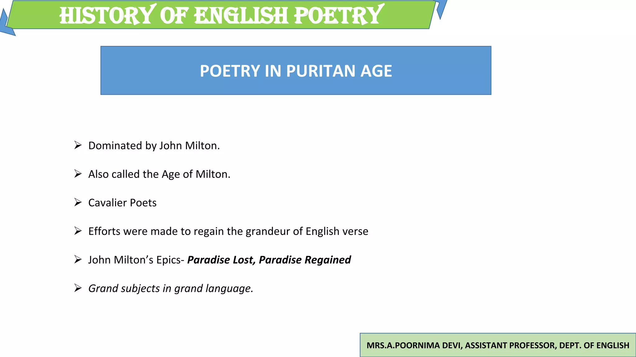 History of English poetry | PDF