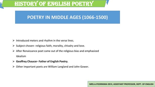 History of English poetry | PDF | Poetry | Books and Literature