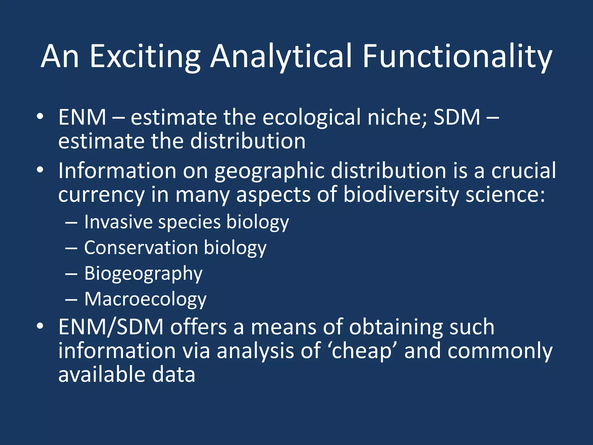 Early History of Ecological Niche Modeling and Species Distribution ...