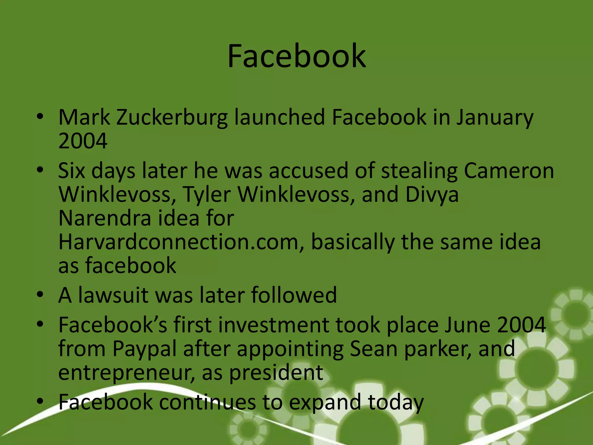 History of facebook | PPT