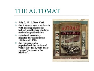 History of fast food in usa | PPT