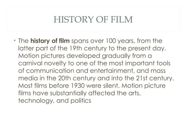 History Of Film | PPT