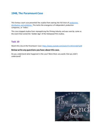 History of film | DOCX | Video Production | Content Production