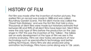 History of films and romance films | PPTX