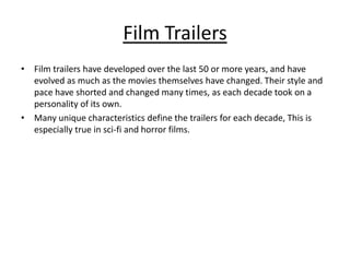 History of film trailers | PPTX | History | Genres