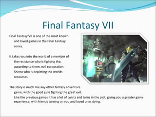 History Of Final Fantasy Ppt